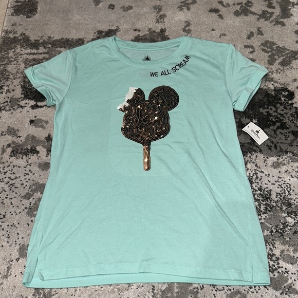Disney | Tops | Walt Disney World We All Scream Sequin Mickey Ice Cream ...